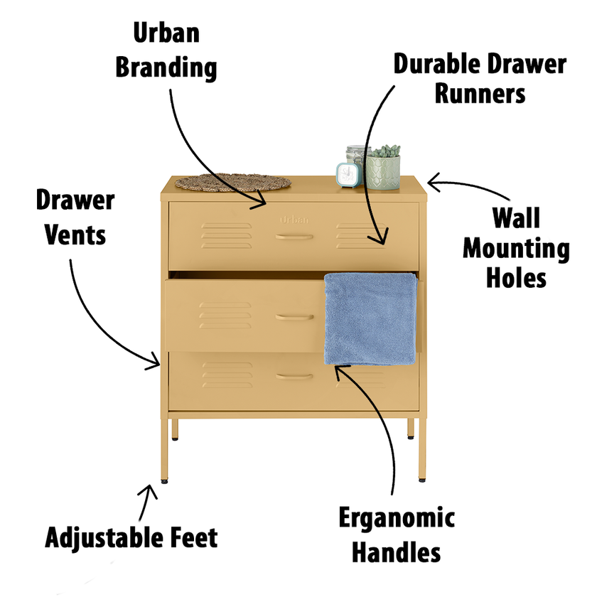 The Lambeth | Metal Locker Drawer | Mustard | Urban Lockers