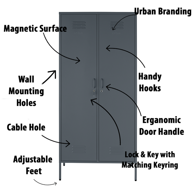 The Chelsea | Tall Wardrobe Locker | Grey | Urban Lockers
