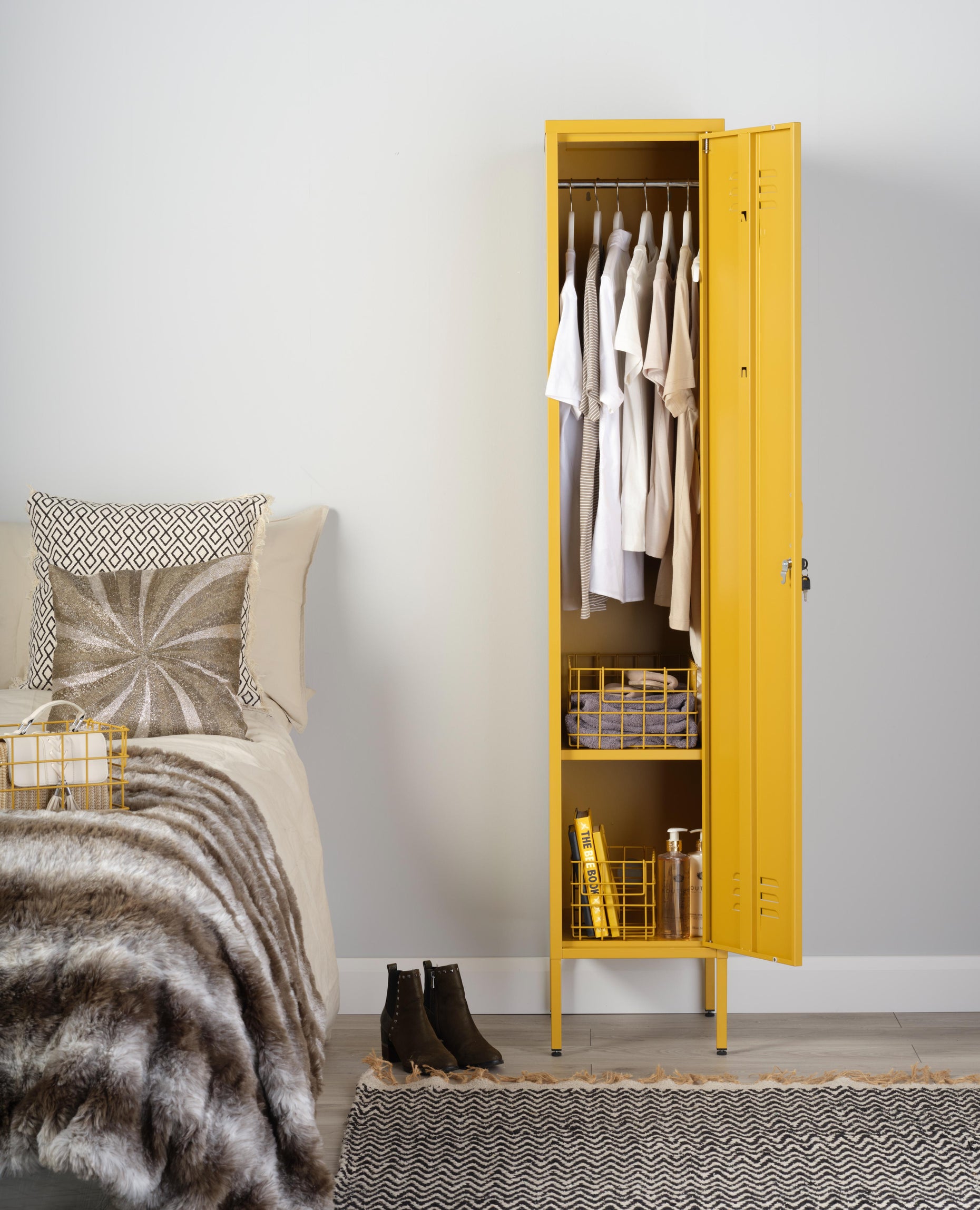 The Bexley - Tall Single Door Storage Locker In Mustard – Urban Lockers
