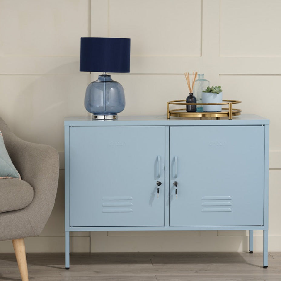 The Oxford - Side Table/TV Stand Storage Locker In Sky Blue – Urban Lockers