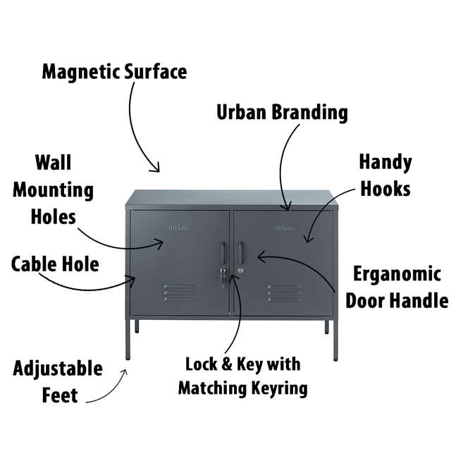 The Oxford | Side Table Locker | Grey | Urban Lockers