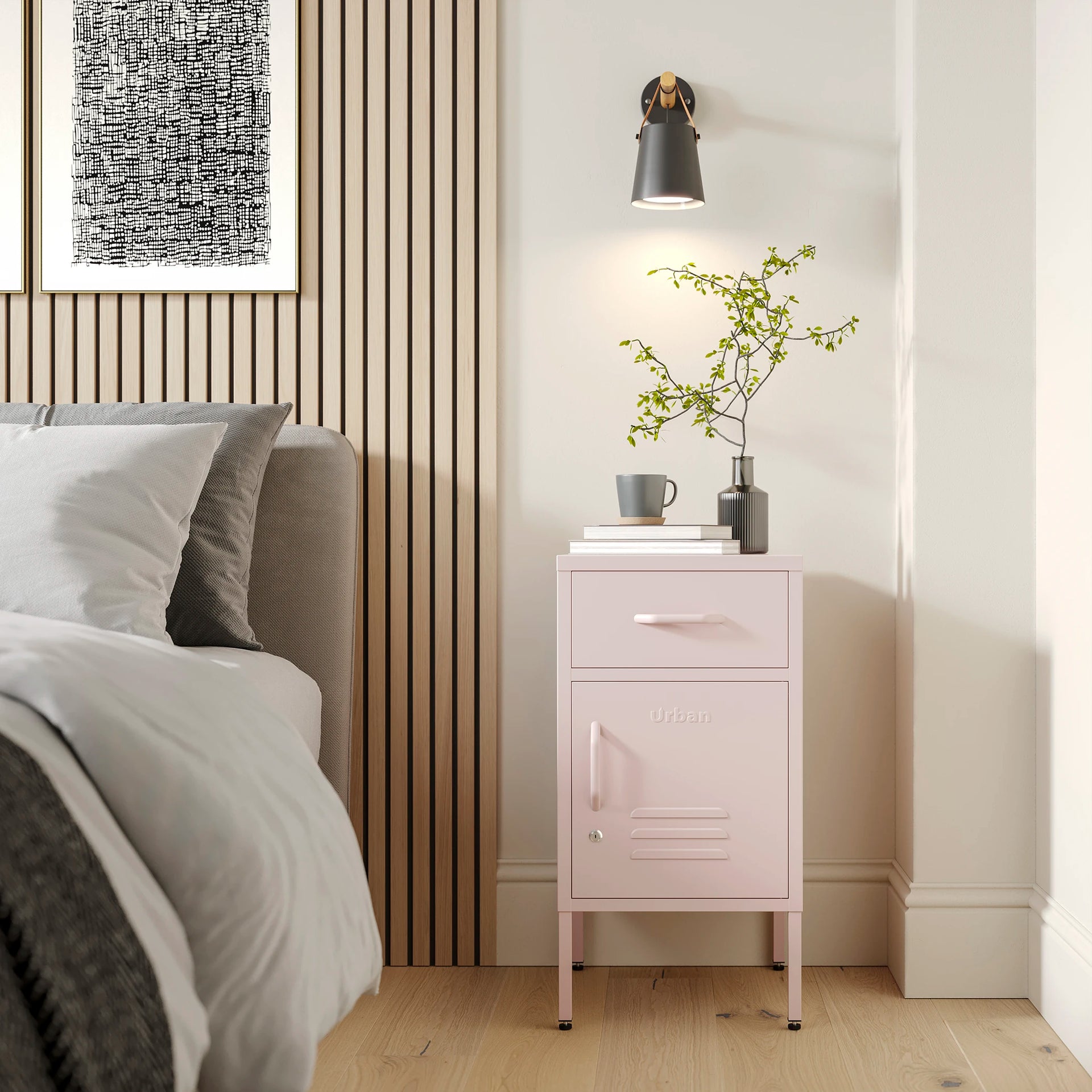 The Bromley | Bedside Locker | Light Pink | Urban Lockers
